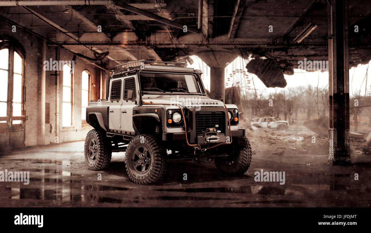 Chernobyl, Ukraine August 31, 2012: Land Rover Defender tuned for ...
