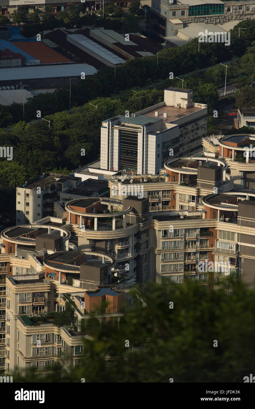 Shenzhen, Guangdong, People's republic of China; Aerial view at city ...