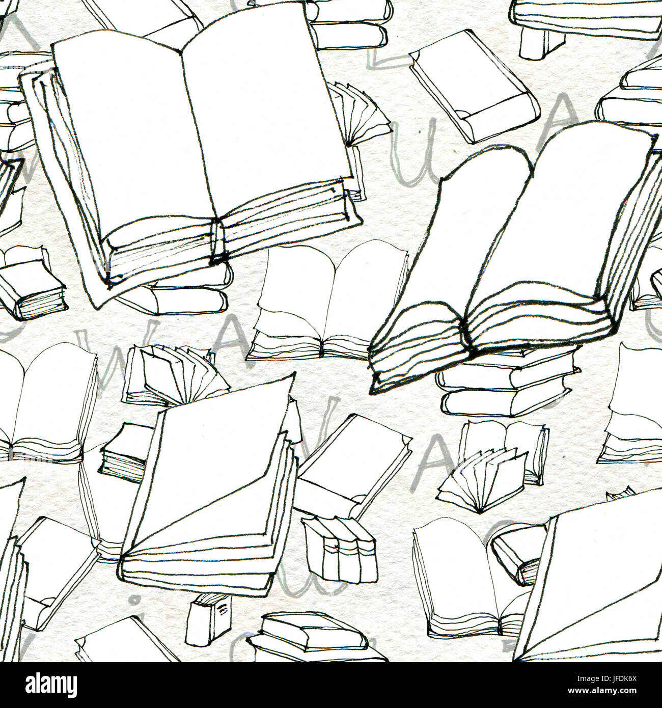 Seamless pattern with books Stock Photo - Alamy