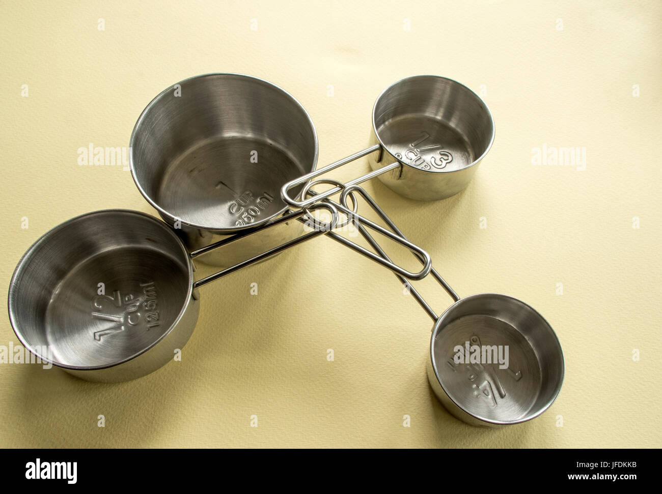 A set of cups used for getting the correct volume of ingredients for ...