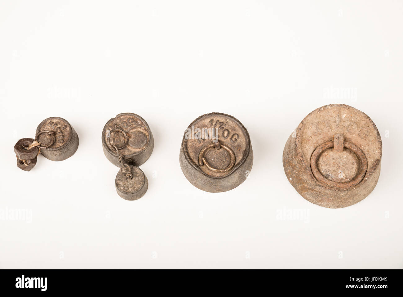 Set of vintage scale weights in different sizes Stock Photo - Alamy