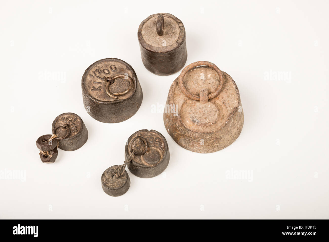 Set of vintage scale weights in different sizes Stock Photo - Alamy