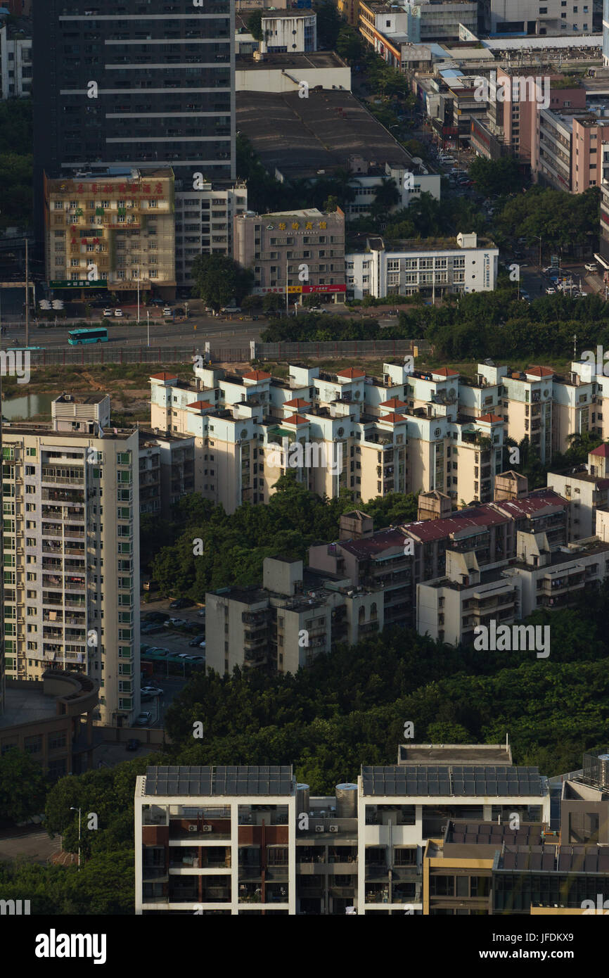Shenzhen, Guangdong, People's republic of China; Aerial view at city ...