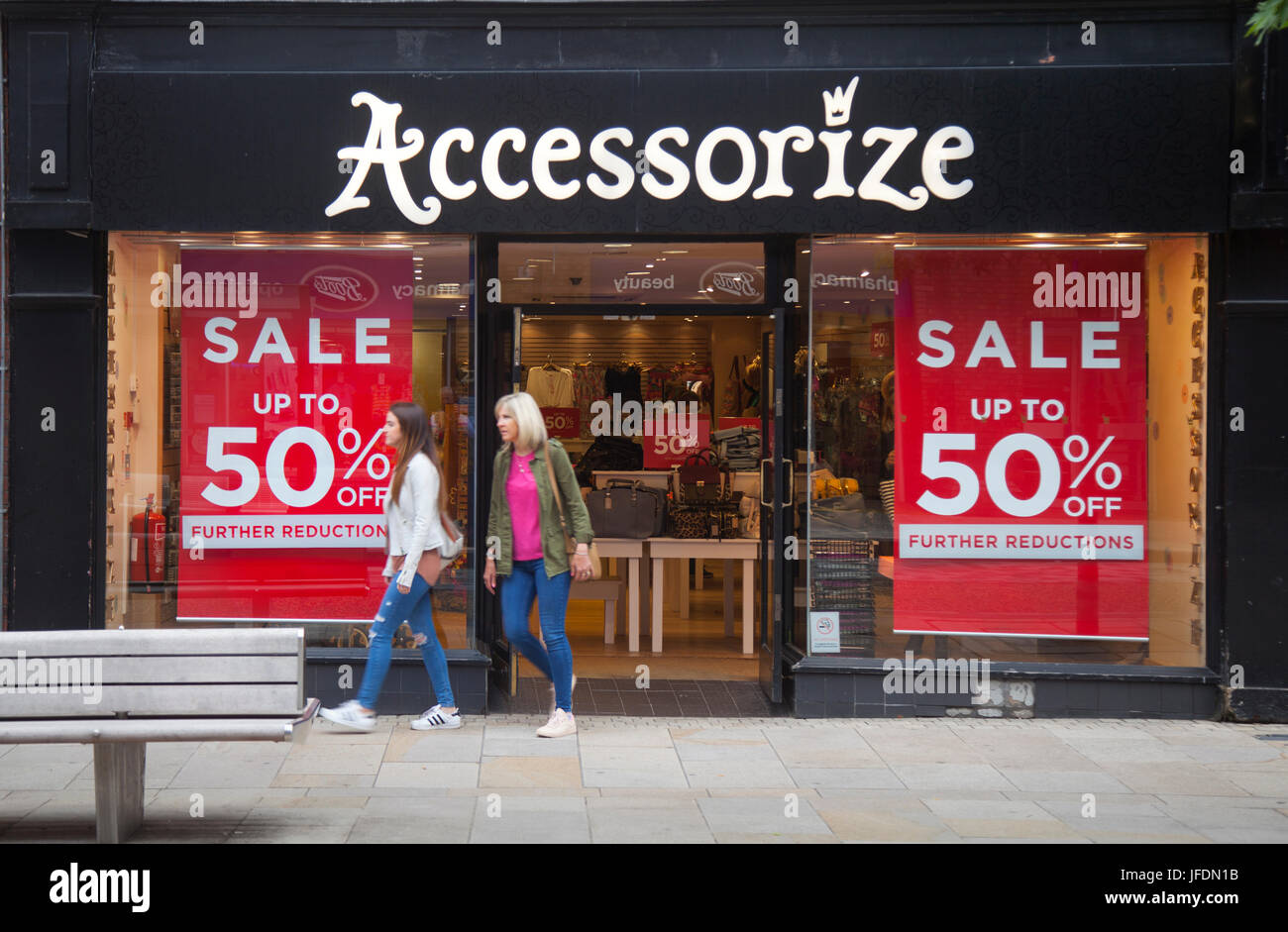 Accessorize Shop front with Summer Sales Posters, in Fishergate ...