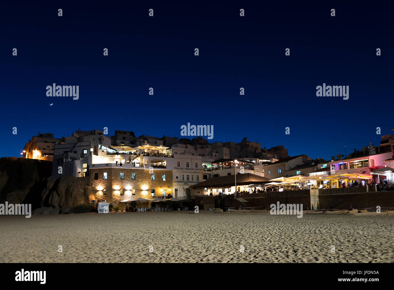 Albufeira beach at night, Algarve, Portugal Stock Photo - Alamy