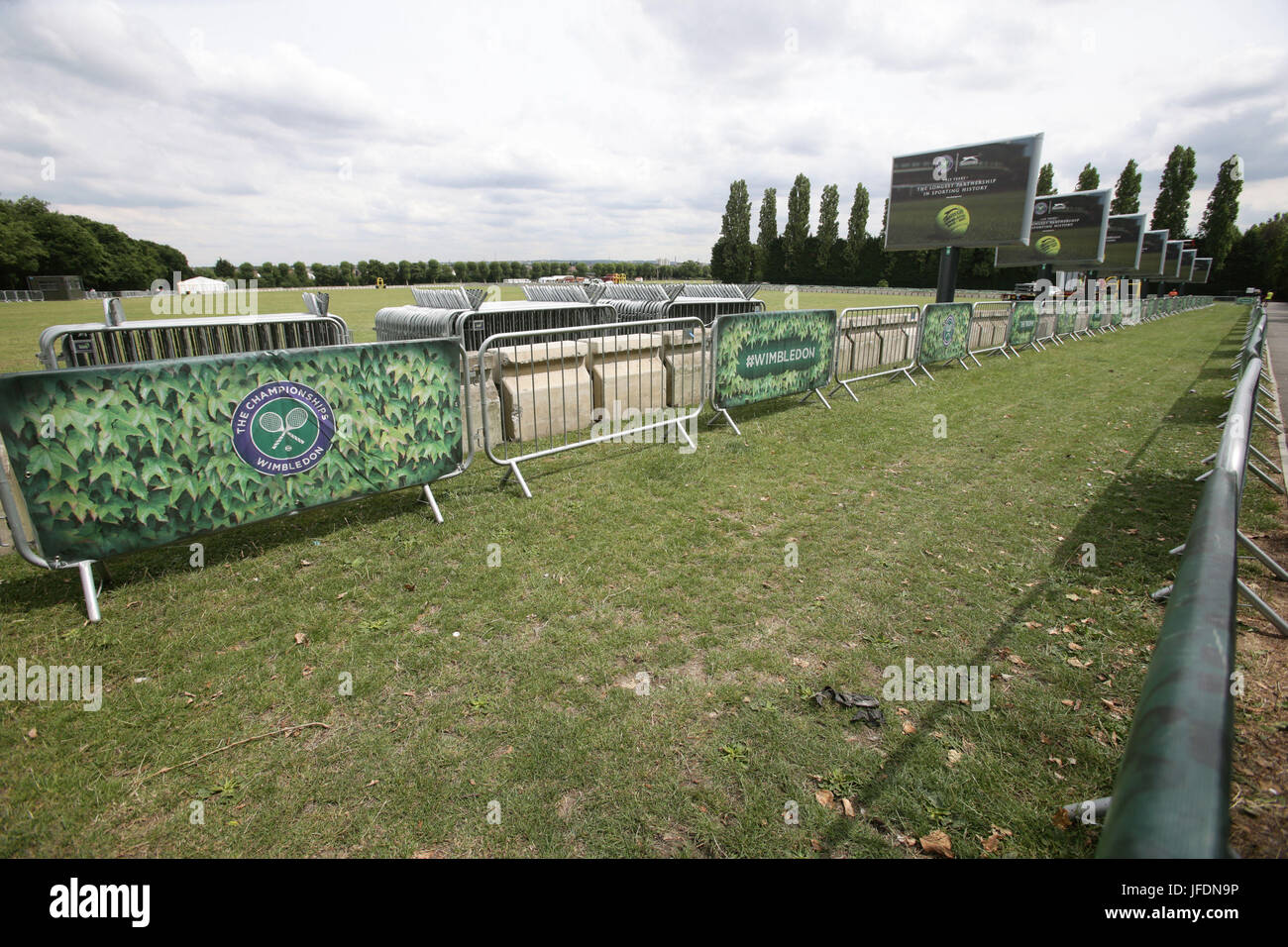 Security barriers and blocks in place at car park 10 in Wimbledon Park ...