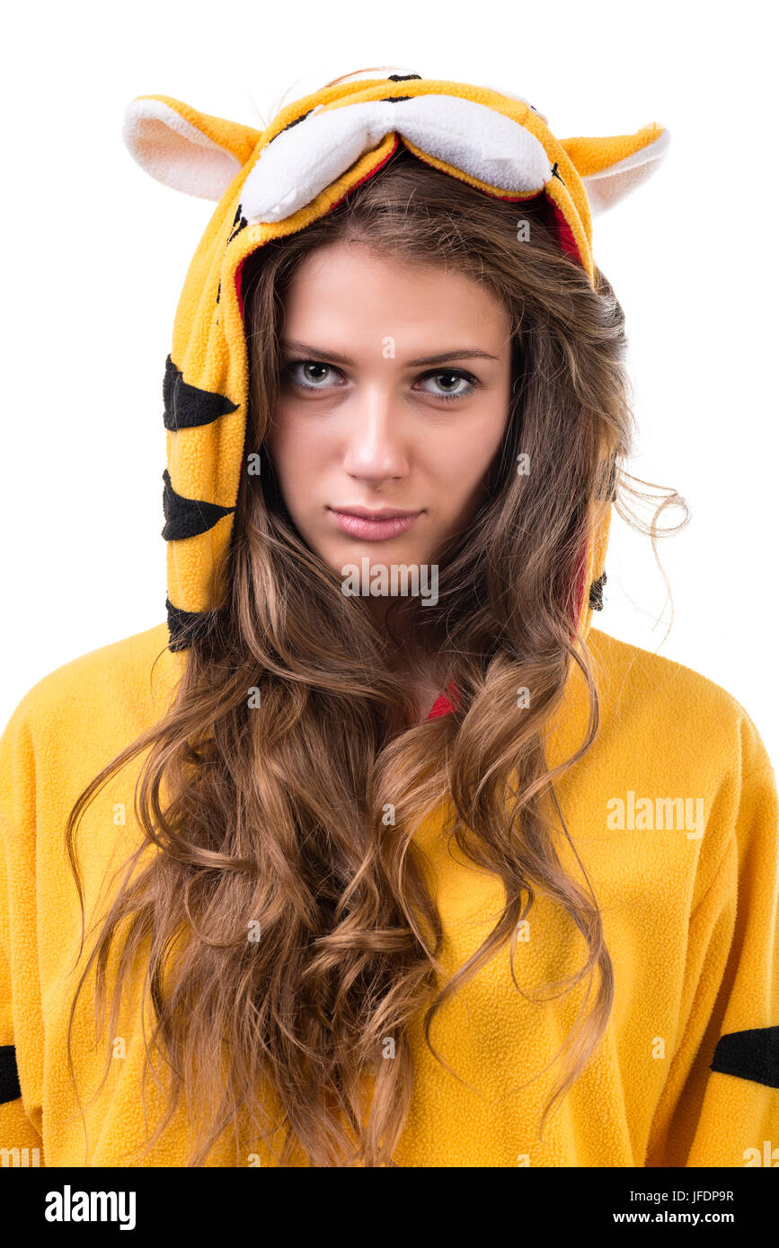 Girl dressed as a tiger Stock Photo - Alamy