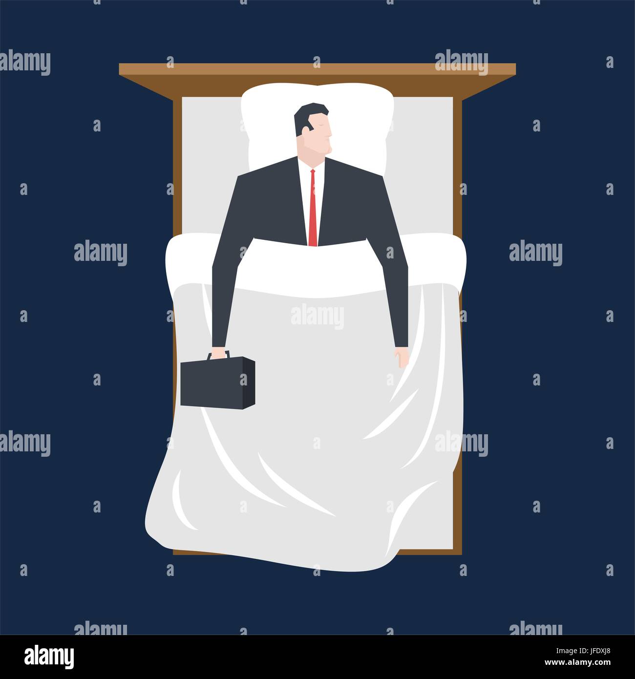 Businessman sleeping in bed. Manager rests. Business sleep Stock Vector ...