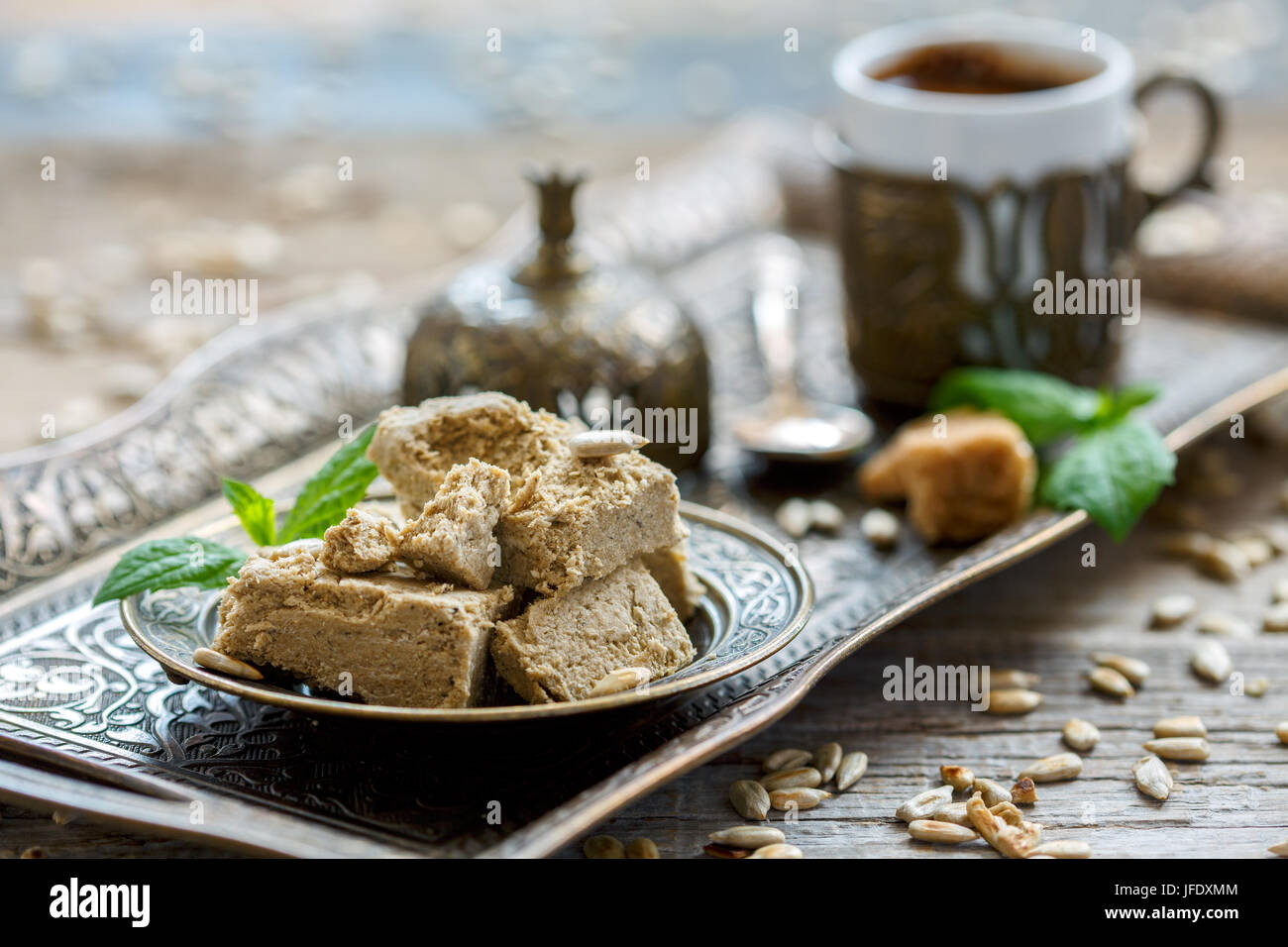 Plate with traditional oriental halva dessert Stock Photo - Alamy