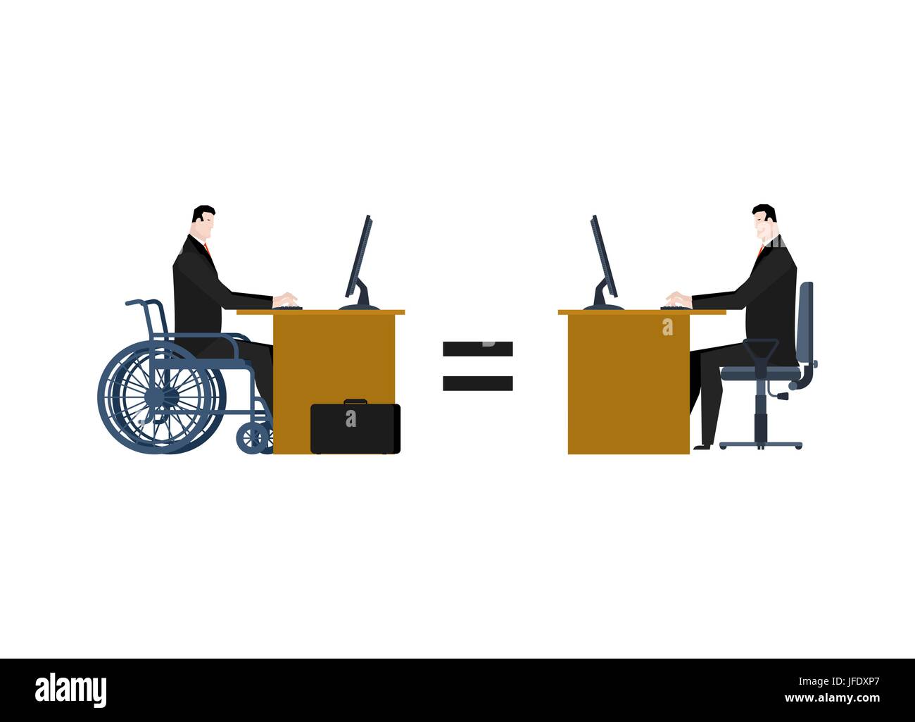 disabled at work. manager on wheelchair at table. Equal rights for ...