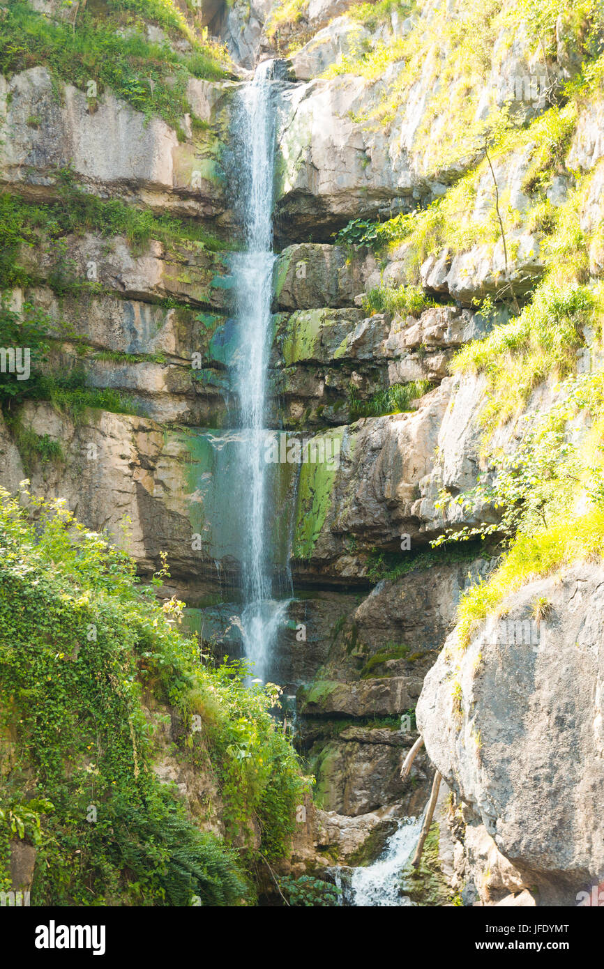 Waterfall mountain in Austrian Alps, Hallstatt Stock Photo - Alamy