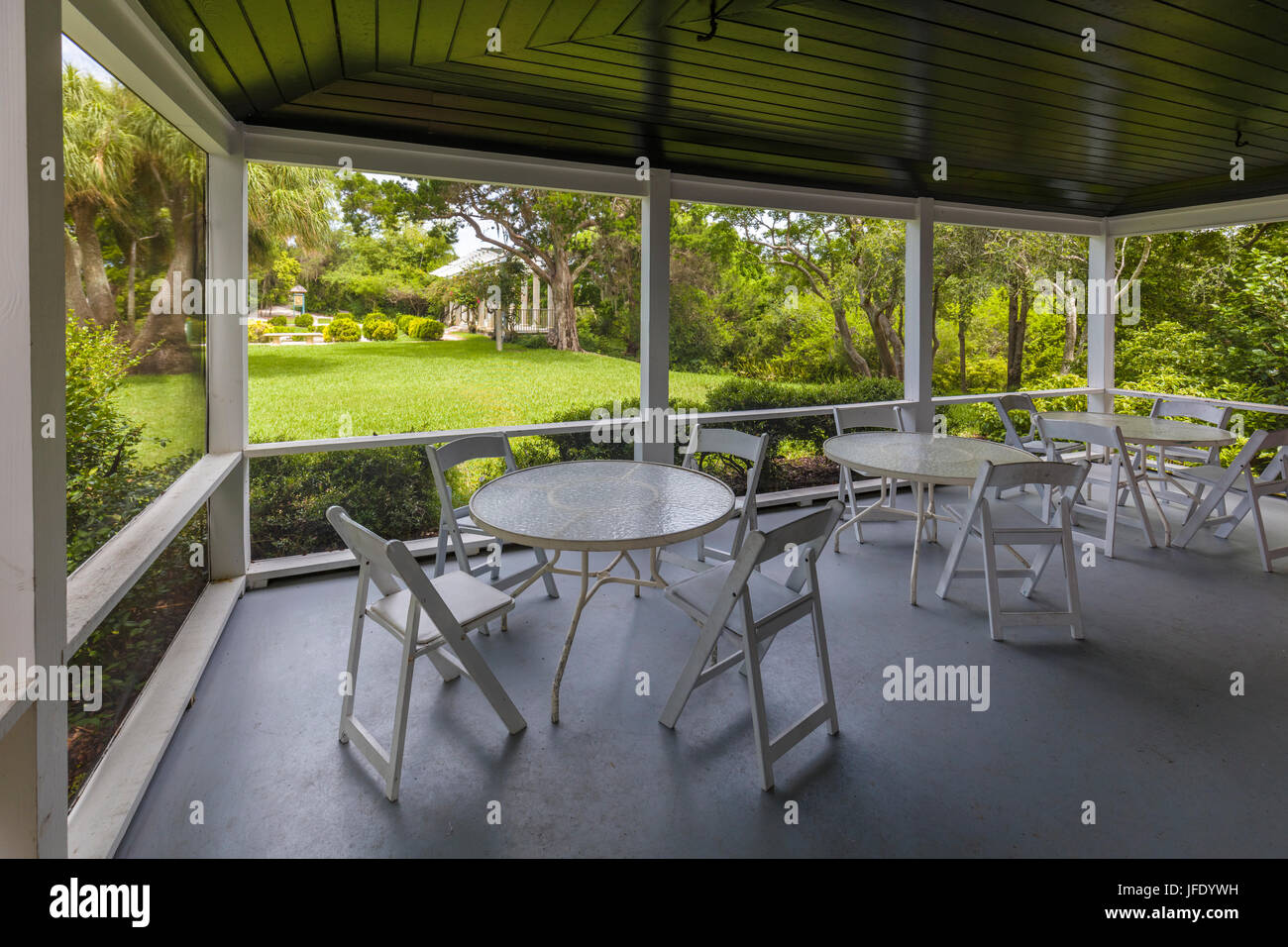 White Cottage at Historic Spanish Point on the Gulf Coast of Florida in ...