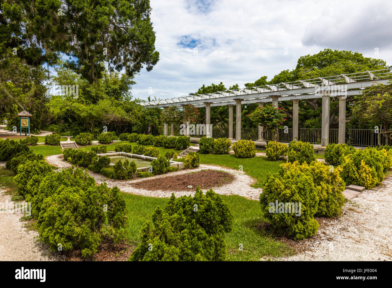 Sunken Garden & Pergola at Historic Spanish Point on the Gulf Coast of ...