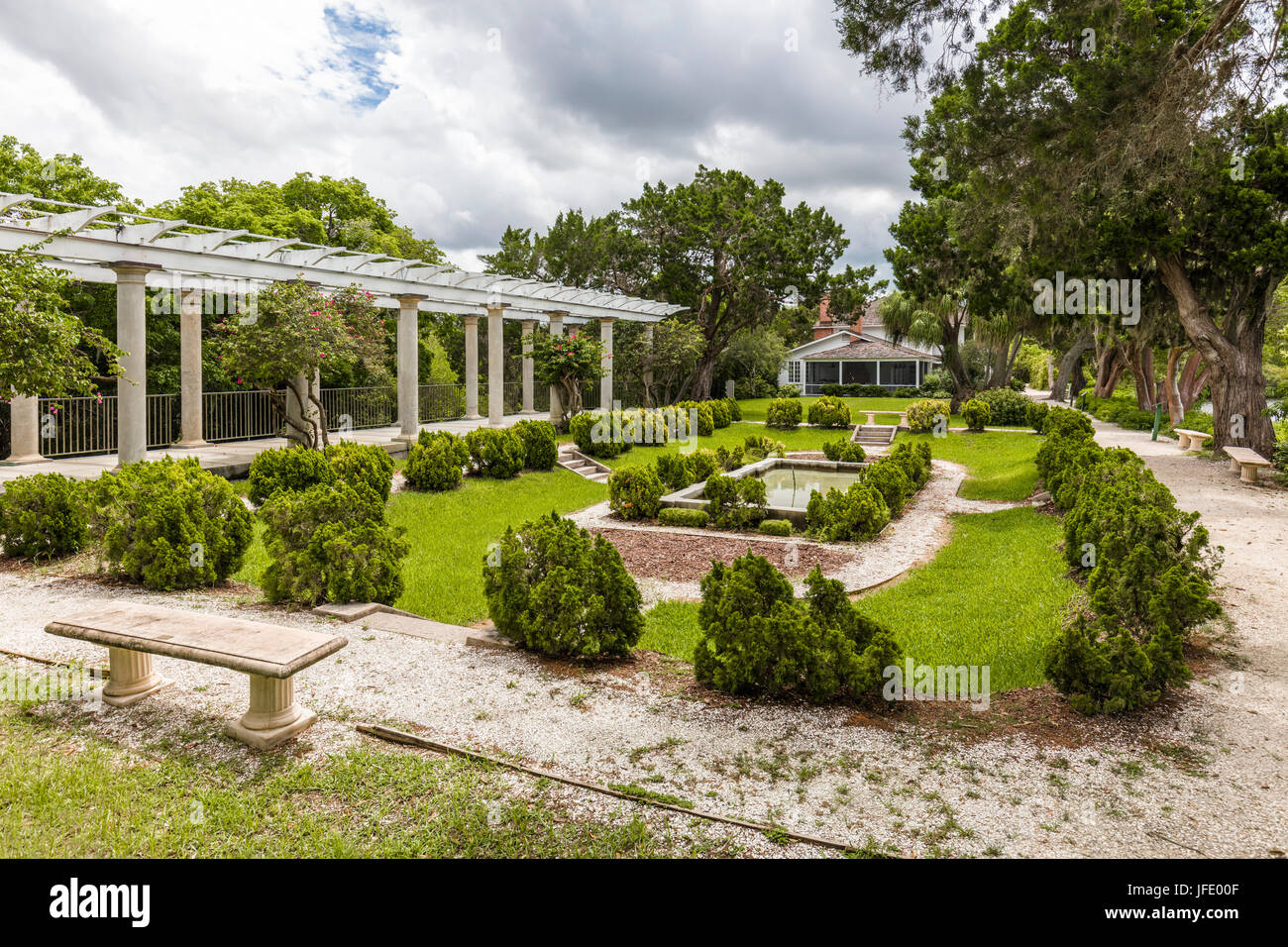 Sunken Garden & Pergola at Historic Spanish Point on the Gulf Coast of ...