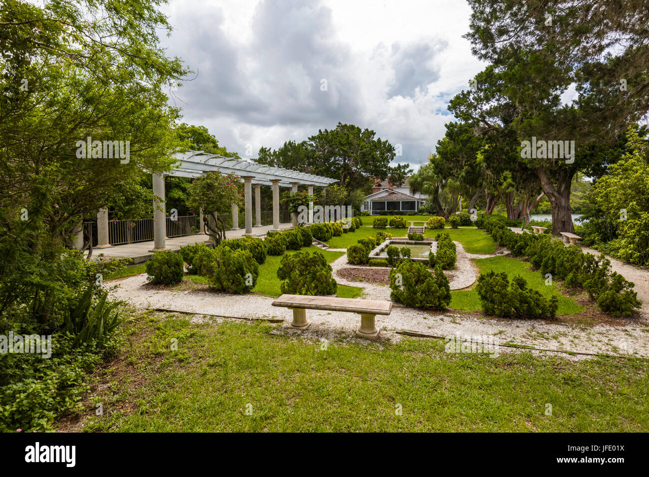 Sunken Garden & Pergola at Historic Spanish Point on the Gulf Coast of ...