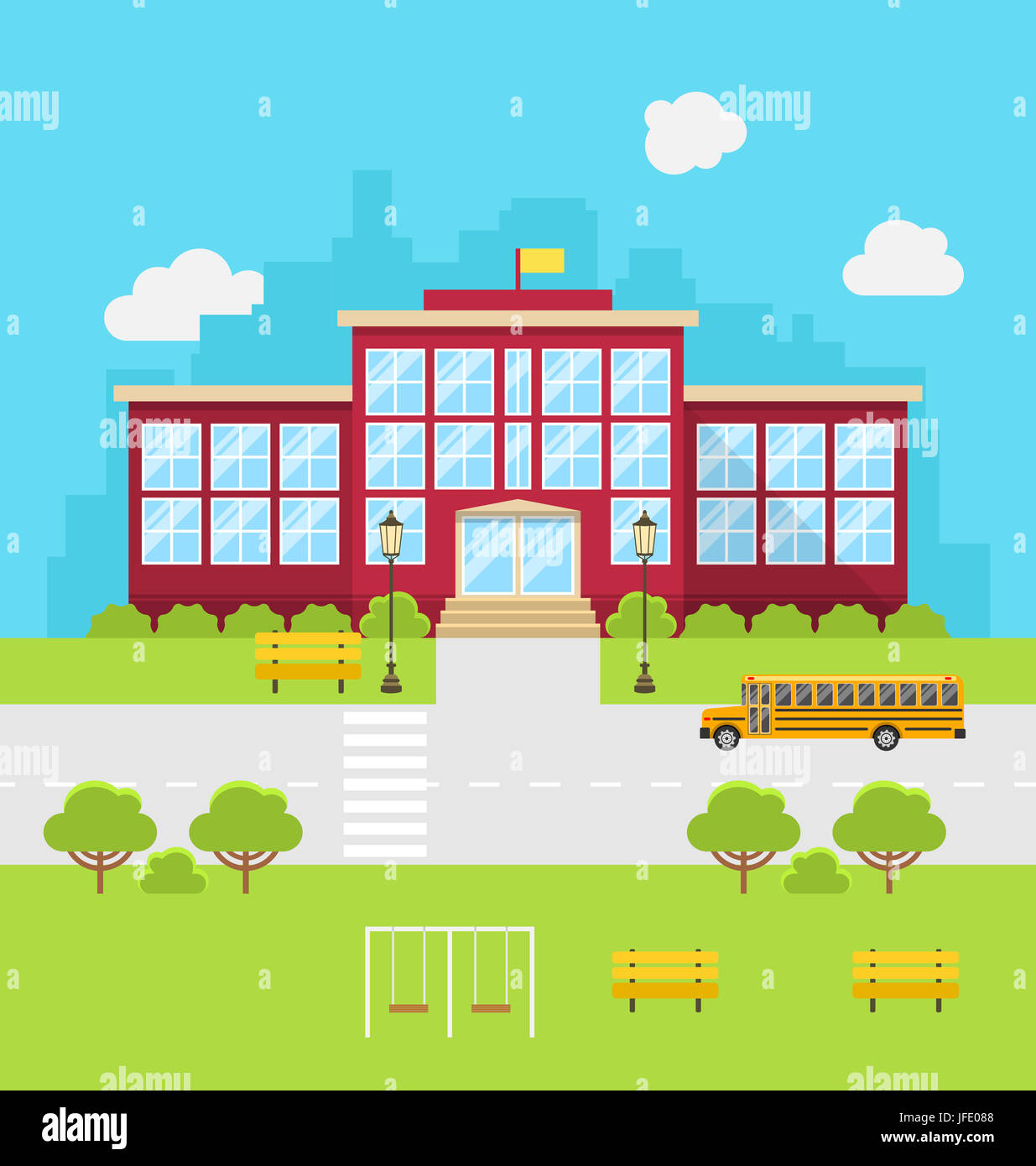 Illustration School Building, Background for Back to School Stock Photo ...