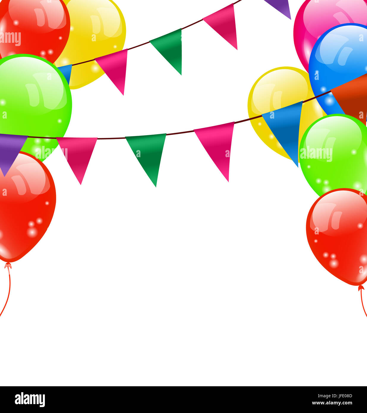 Illustration Party Background with Balloons and Hanging Buntings ...