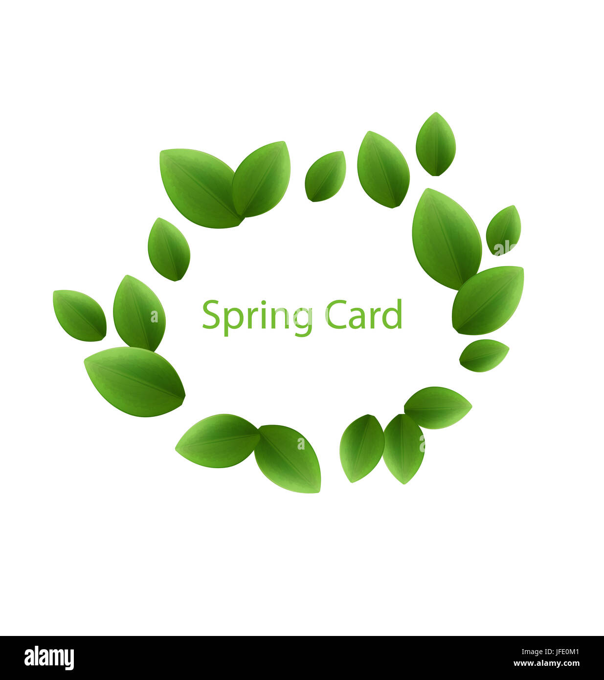 Illustration spring freshness card made in eco green leaves, isolated ...