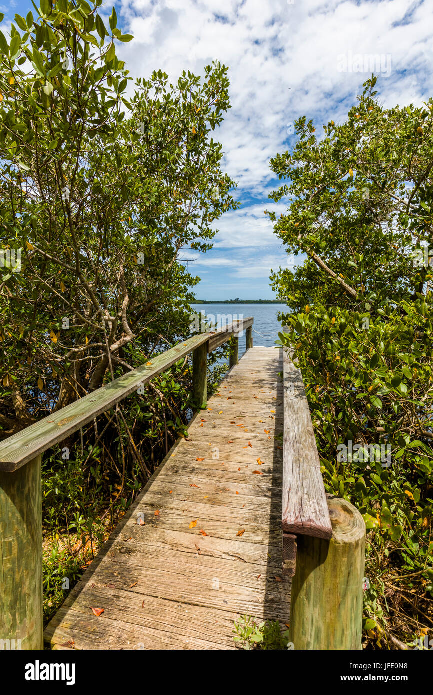 Dock to bay at Historic Spanish Point on the Gulf Coast of Florida in ...