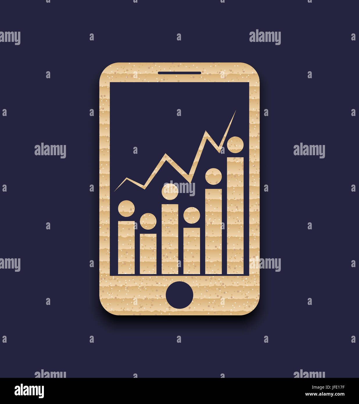 Illustration paper mobile phone with abstract infographic, chart Stock ...