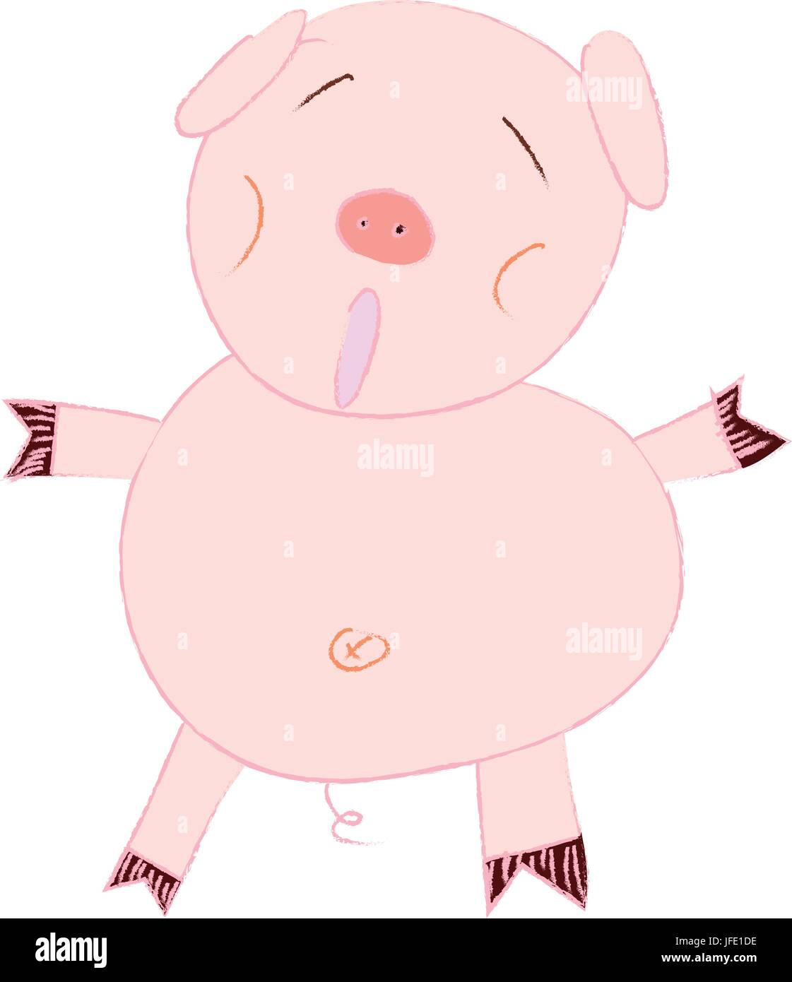 The children style cute pig, Cheerful pig, Funny pig vector Stock ...