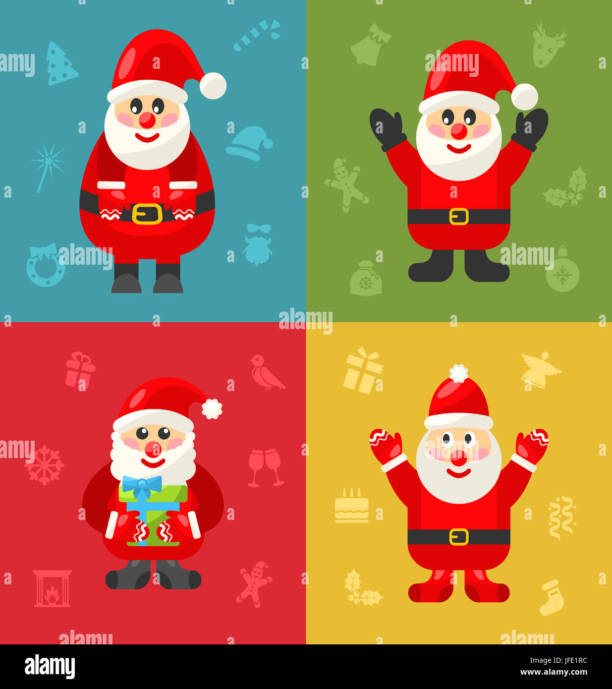 Jolly Christmas Santa Holding Up A Stack Of Presents In The Snow Stock ...