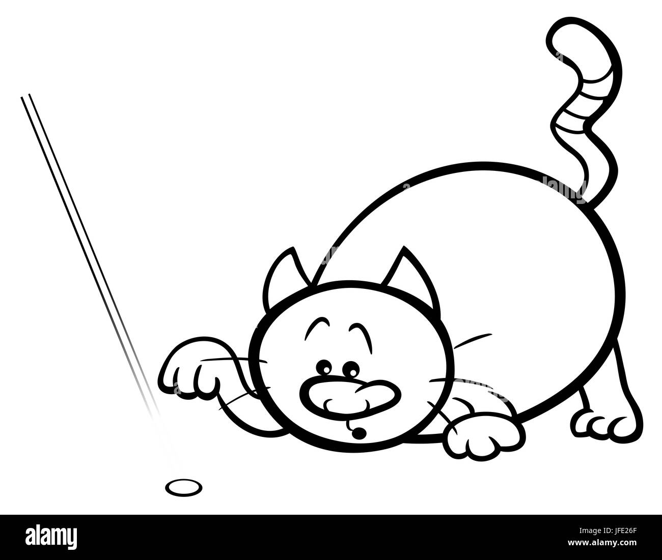 cat play with laser coloring page Stock Photo - Alamy