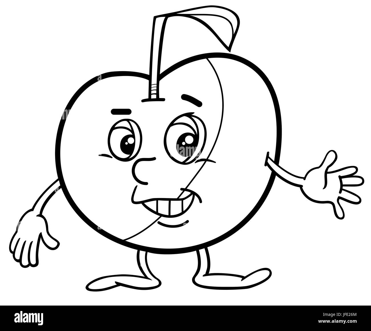 apple character coloring page Stock Photo - Alamy