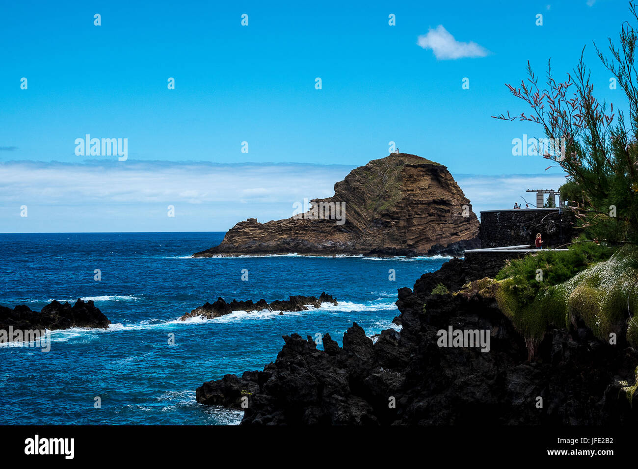 Porto Moniz on the North West Coast where the Mountains in the north of ...