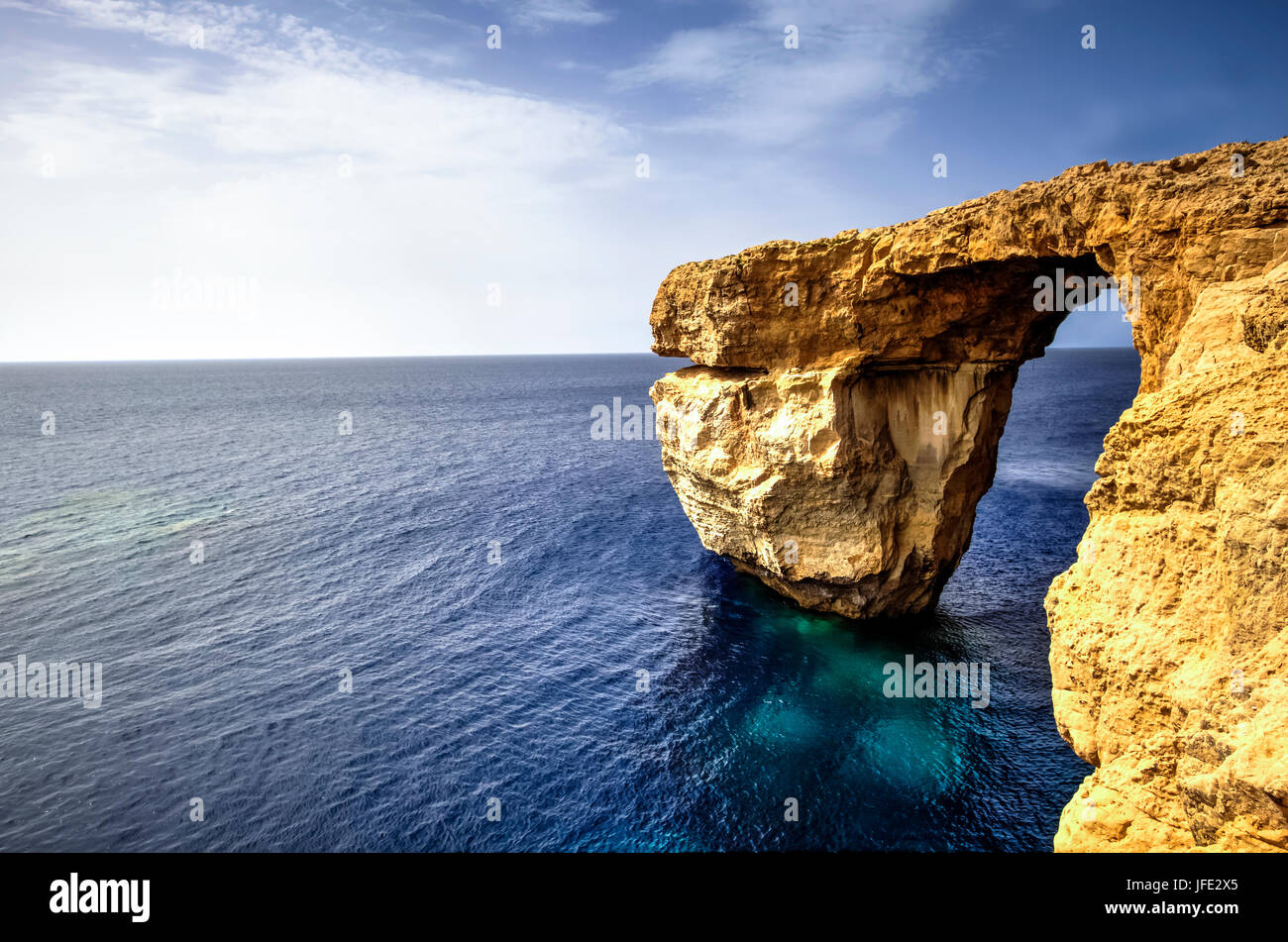 Azure Window is a natural hole in the rocky cliff formation of Gozo ...