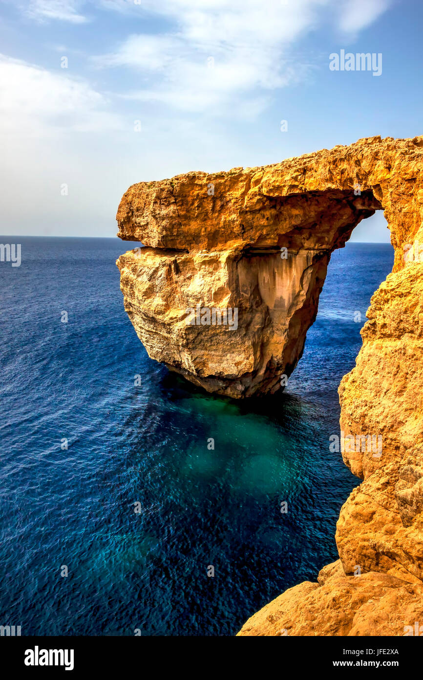 Azure Window is a natural hole in the rocky cliff formation of Gozo ...