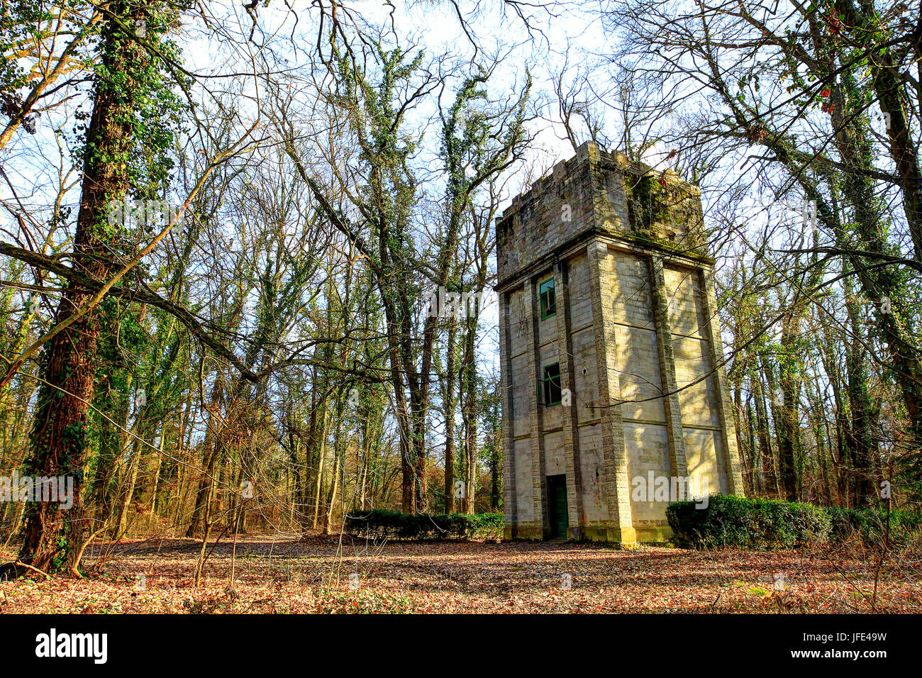 Deserted water tower in the forest Stock Photo - Alamy