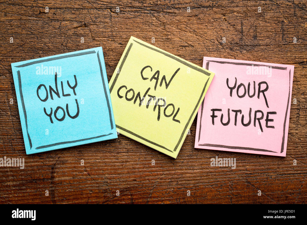 Only you can control your future - positive words on sticky notes ...