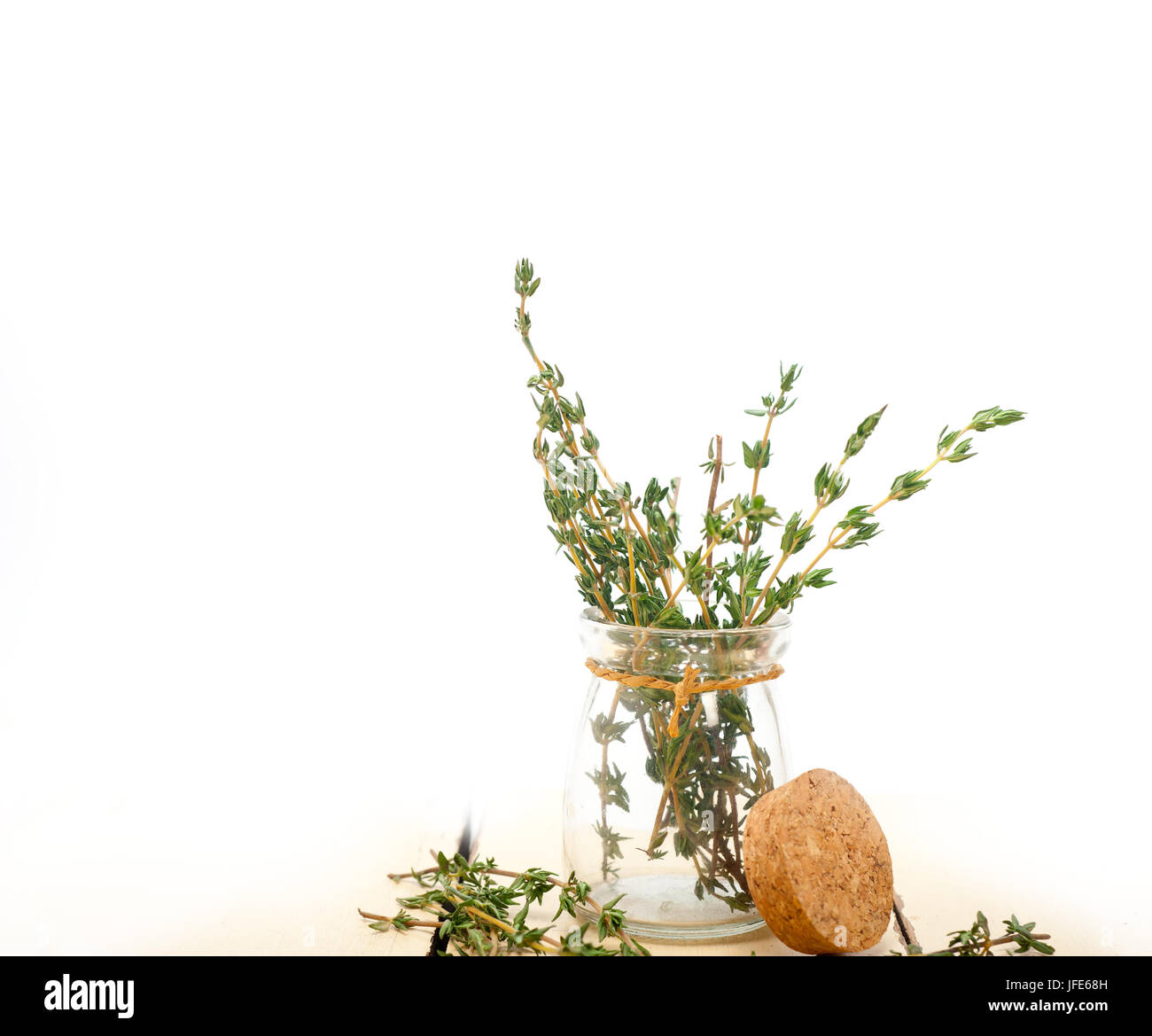 fresh thyme on a glass jar Stock Photo - Alamy