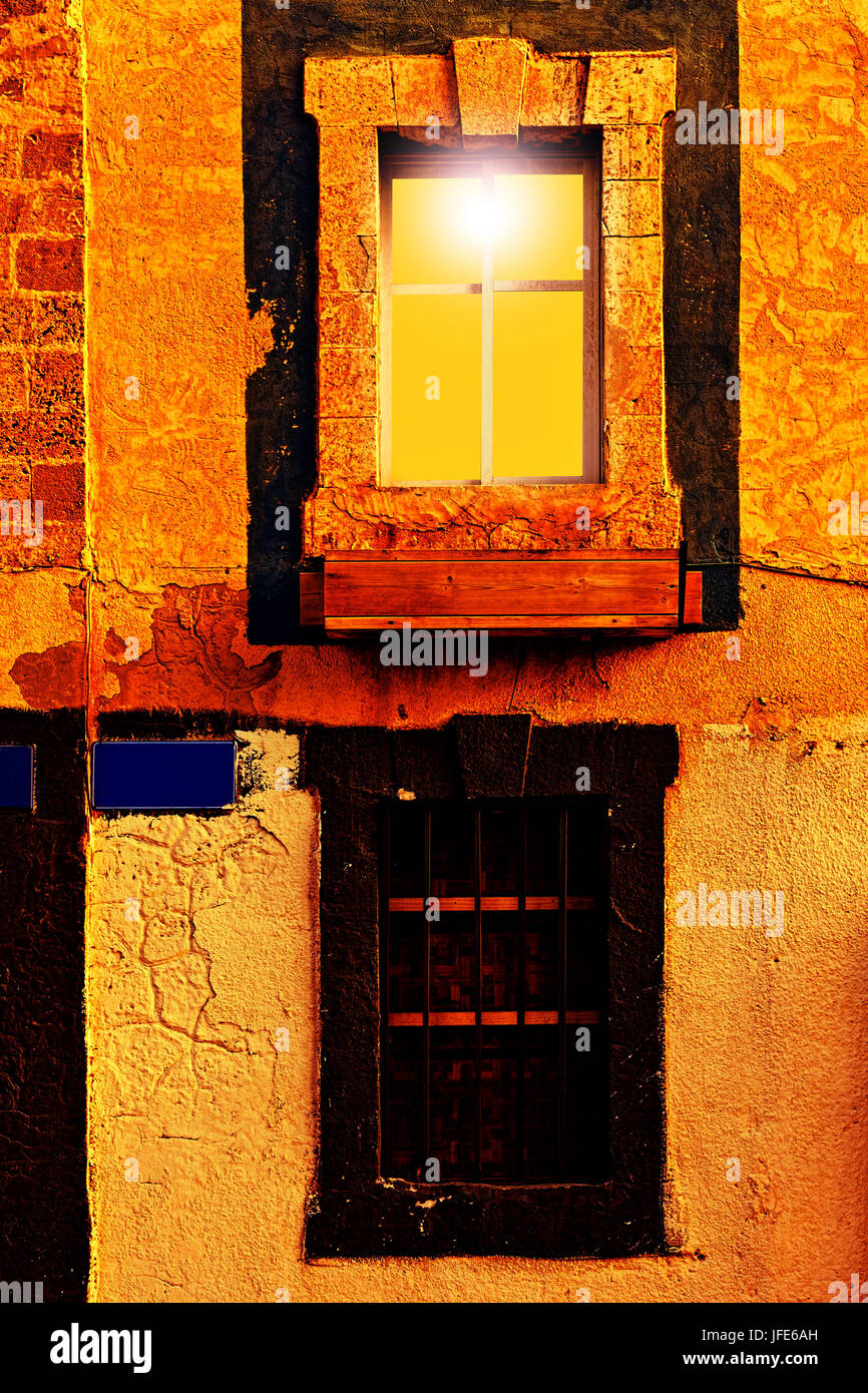 Israel Old Windows at Night Stock Photo - Alamy