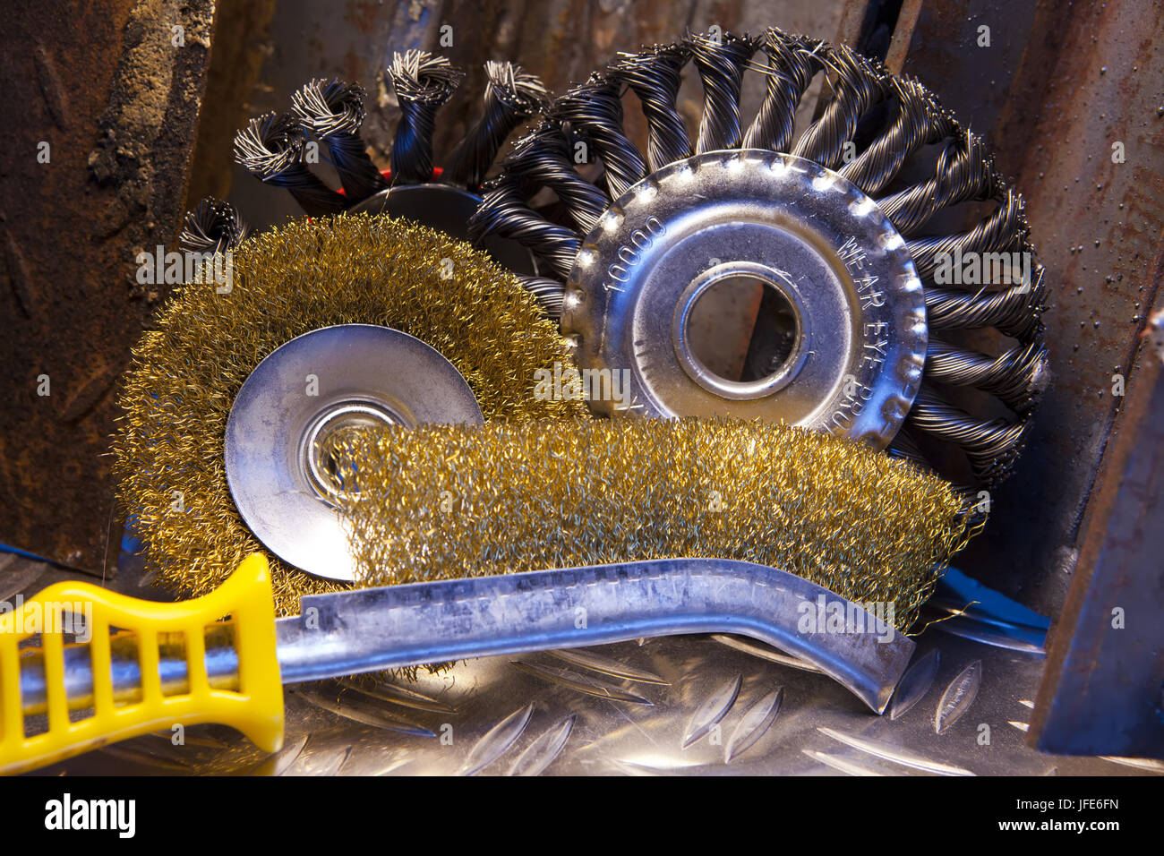 wire brush for mechanical cleaning of metal Stock Photo - Alamy
