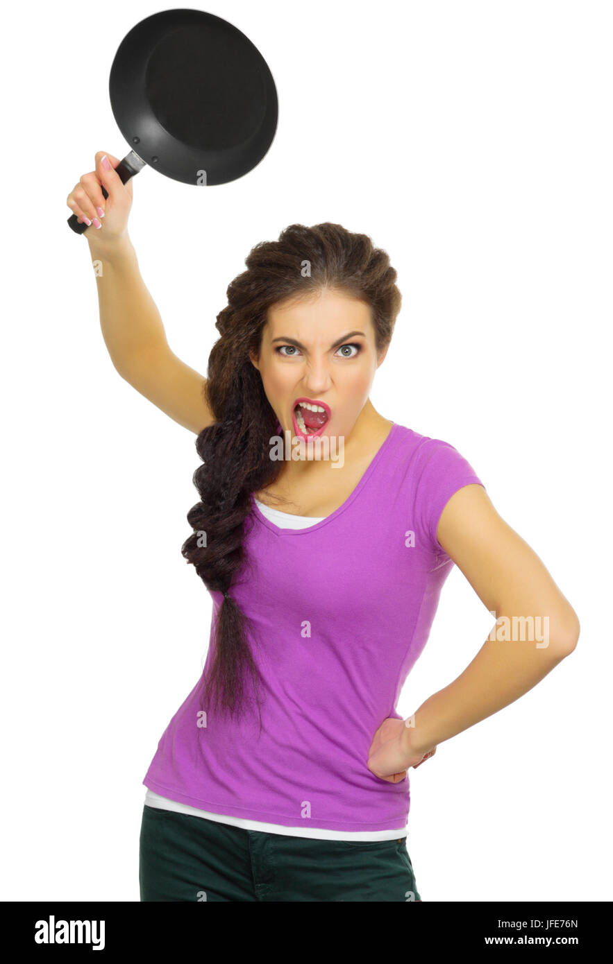 Young angry woman the chef isolated Stock Photo - Alamy