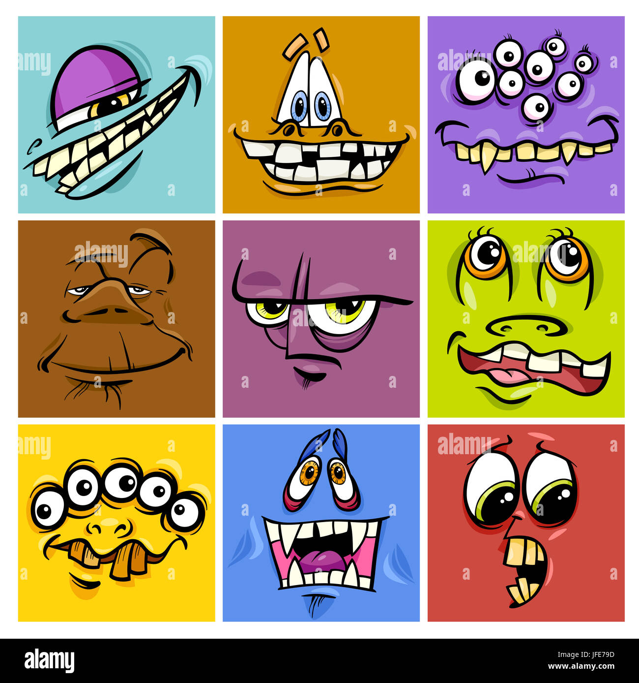 cartoon monster faces set Stock Photo - Alamy