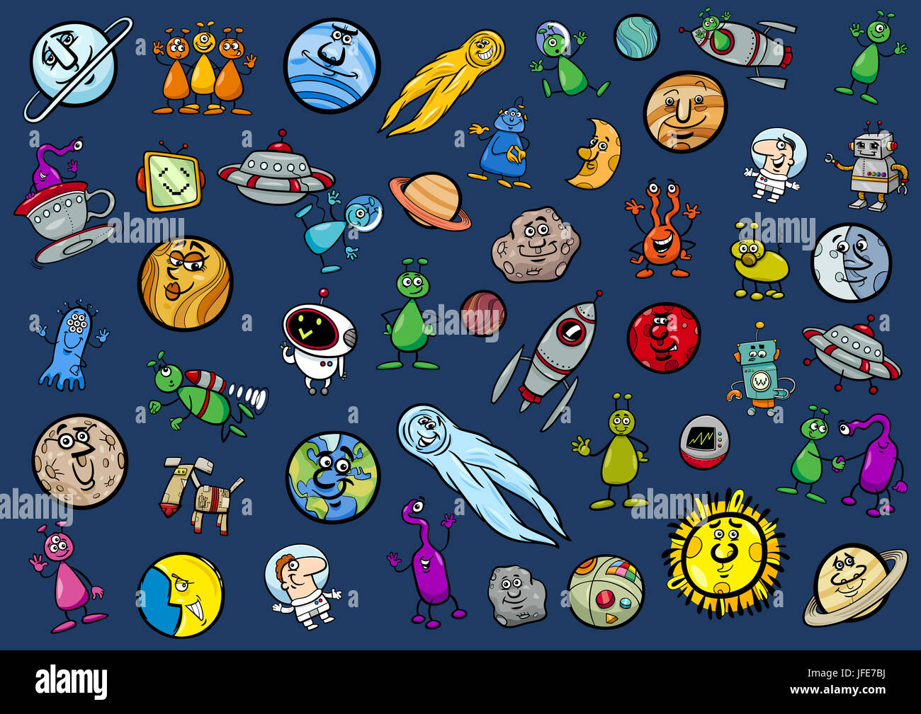 space and fantasy cartoon set Stock Photo - Alamy