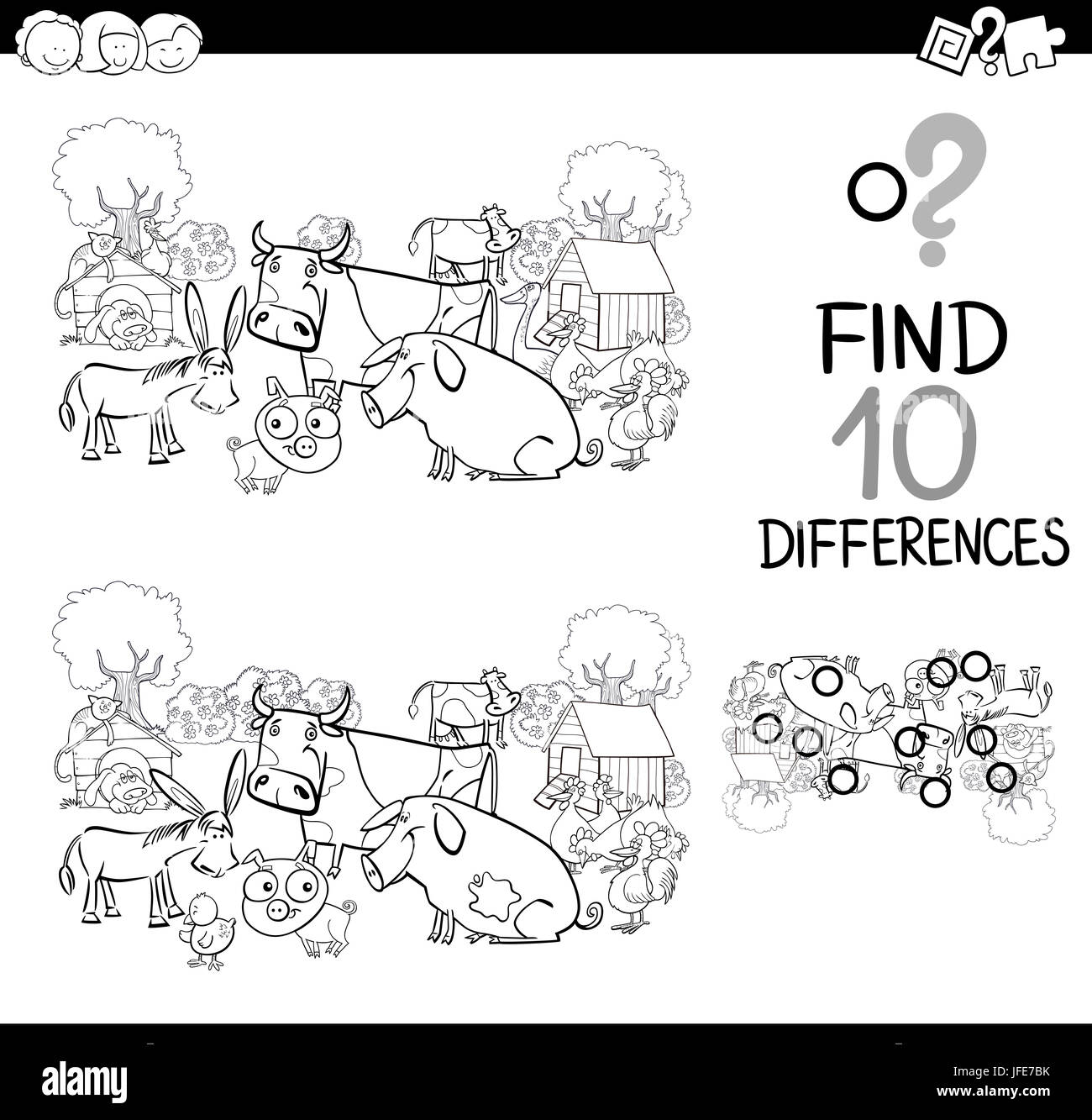farm animals game for coloring Stock Photo - Alamy