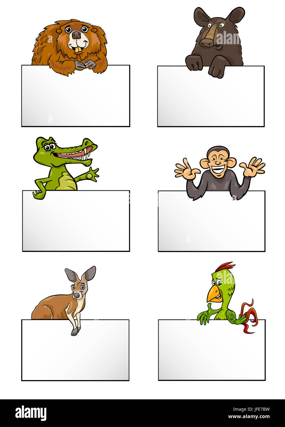 animals with cards cartoon set Stock Photo - Alamy