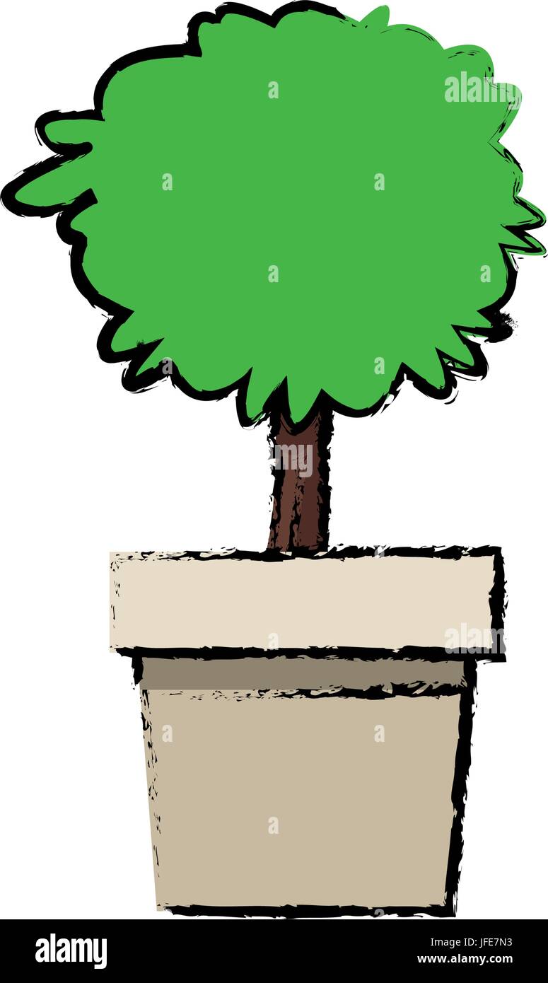 potted plant tree natural decoration foliage Stock Vector Image & Art ...