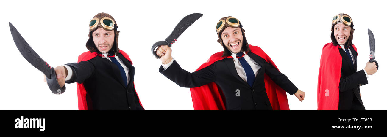 Man wearing red clothing in funny concept Stock Photo - Alamy