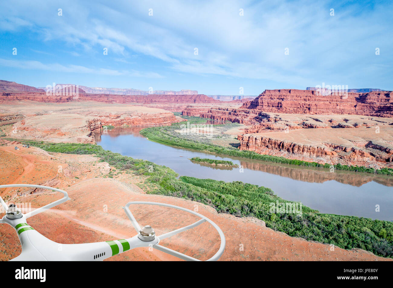Aerial desert road in moab hi-res stock photography and images - Alamy