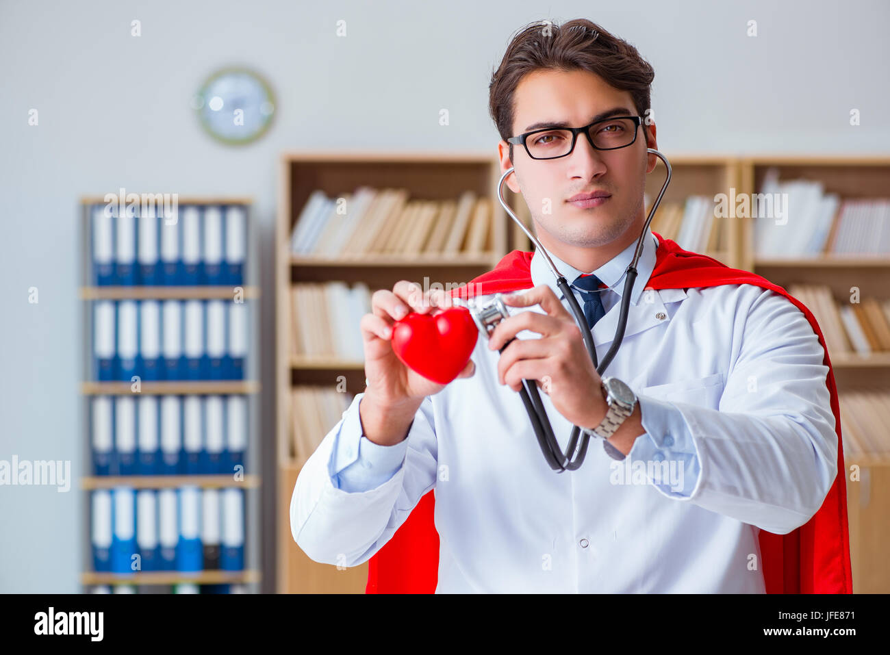 Superhero doctor working in the hospital lab Stock Photo - Alamy
