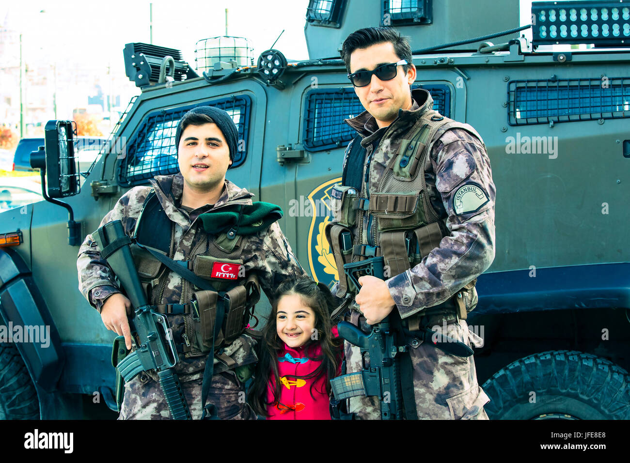 ISTANBUL, TURKEY - 1 APRIL , 2017:Turkish police on the streets of ...