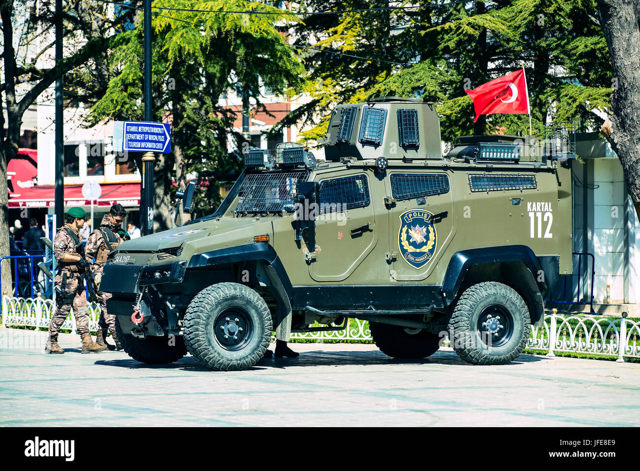 ISTANBUL, TURKEY - 1 APRIL , 2017:Turkish police on the streets of ...