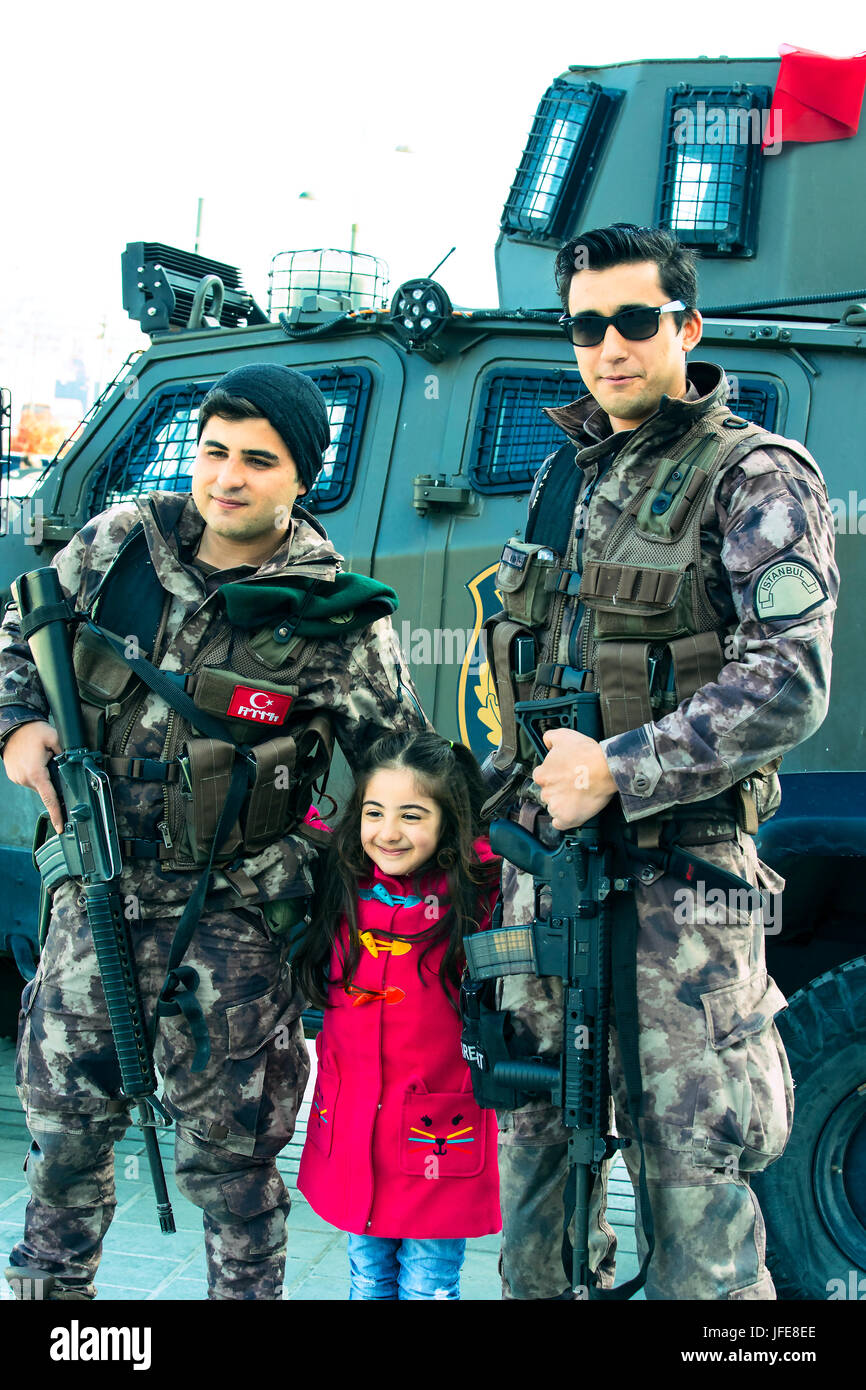 ISTANBUL, TURKEY - 1 APRIL , 2017:Turkish police on the streets of ...