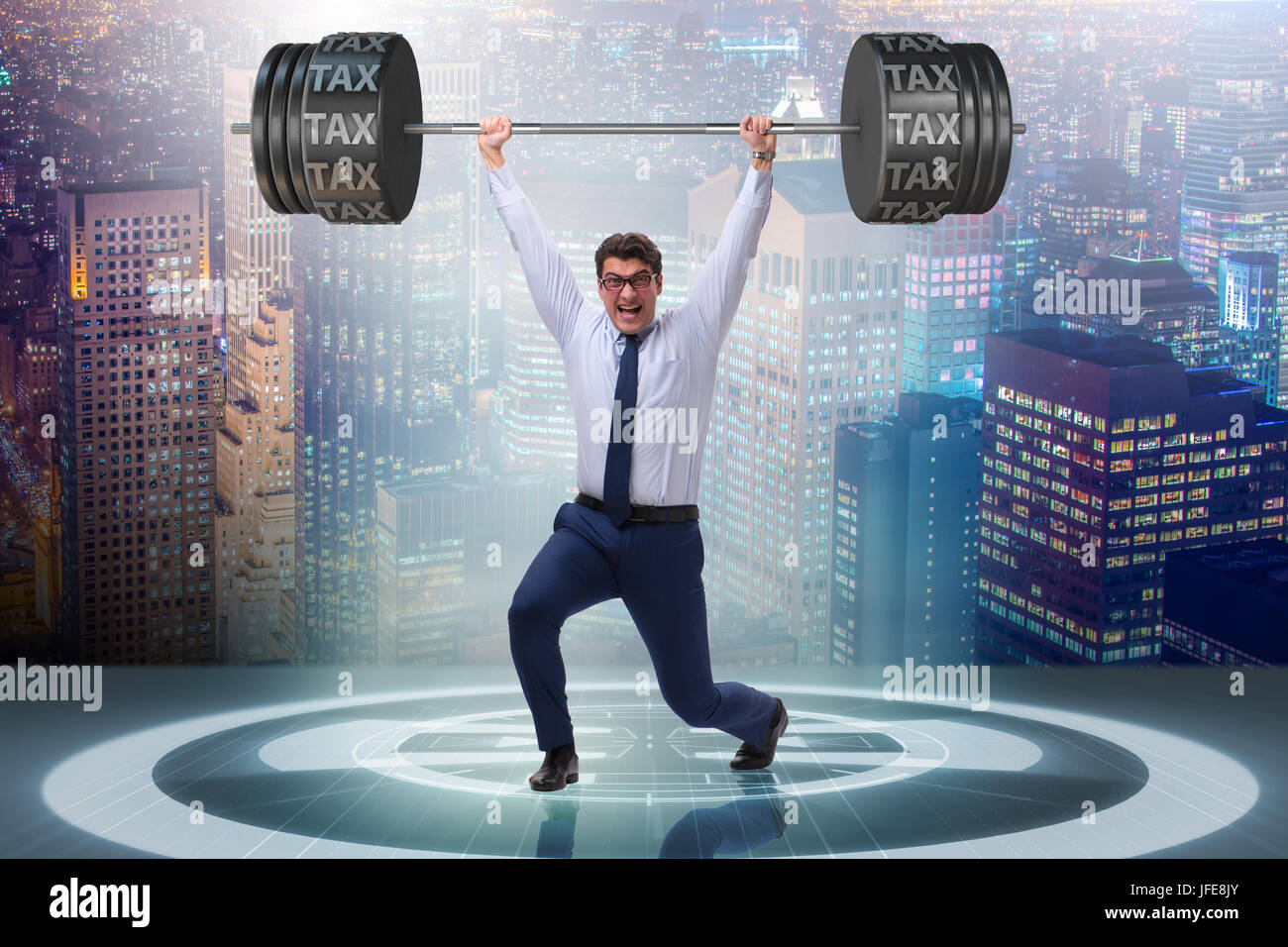 Businessman under heavy burden of taxes Stock Photo - Alamy