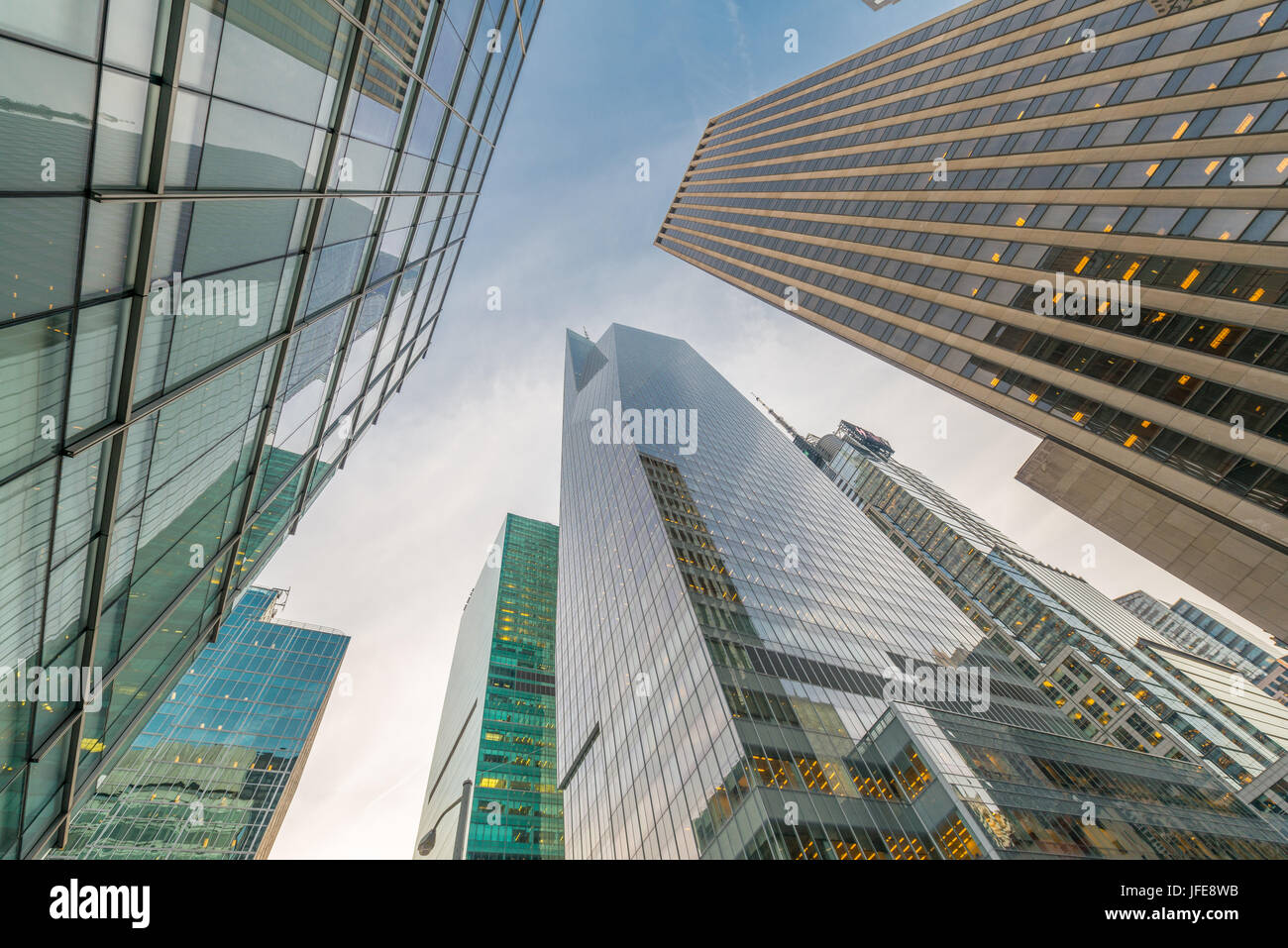 New York skyscrapers vew from street level Stock Photo - Alamy